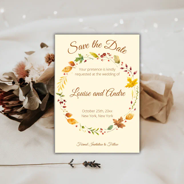 Fall Autumn Forest Rustic Wedding Save the Date Invitation | Zazzle