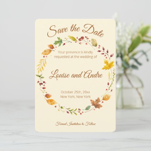 Fall Autumn Forest Rustic Wedding Save the Date Invitation | Zazzle