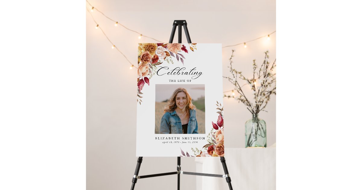 Fall Autumn Funeral Program Photo Order of Service Foam Board | Zazzle