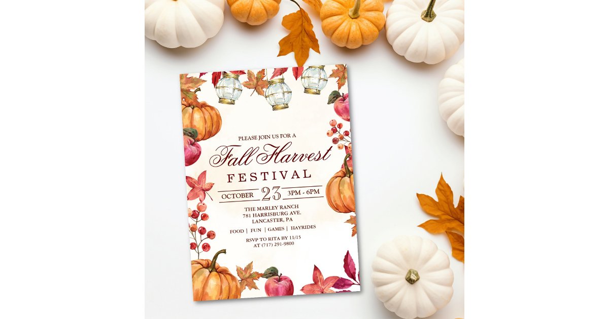 Fall Autumn Harvest Festival Party Invitation | Zazzle