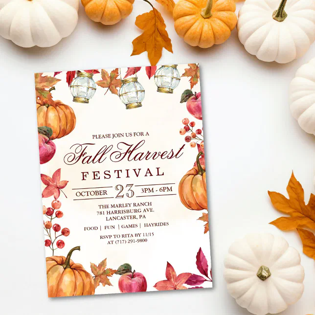 Fall Autumn Harvest Festival Party Invitation | Zazzle