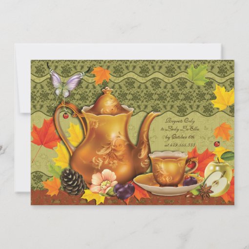 Fall Autumn Harvest Tea Party Invitation | Zazzle