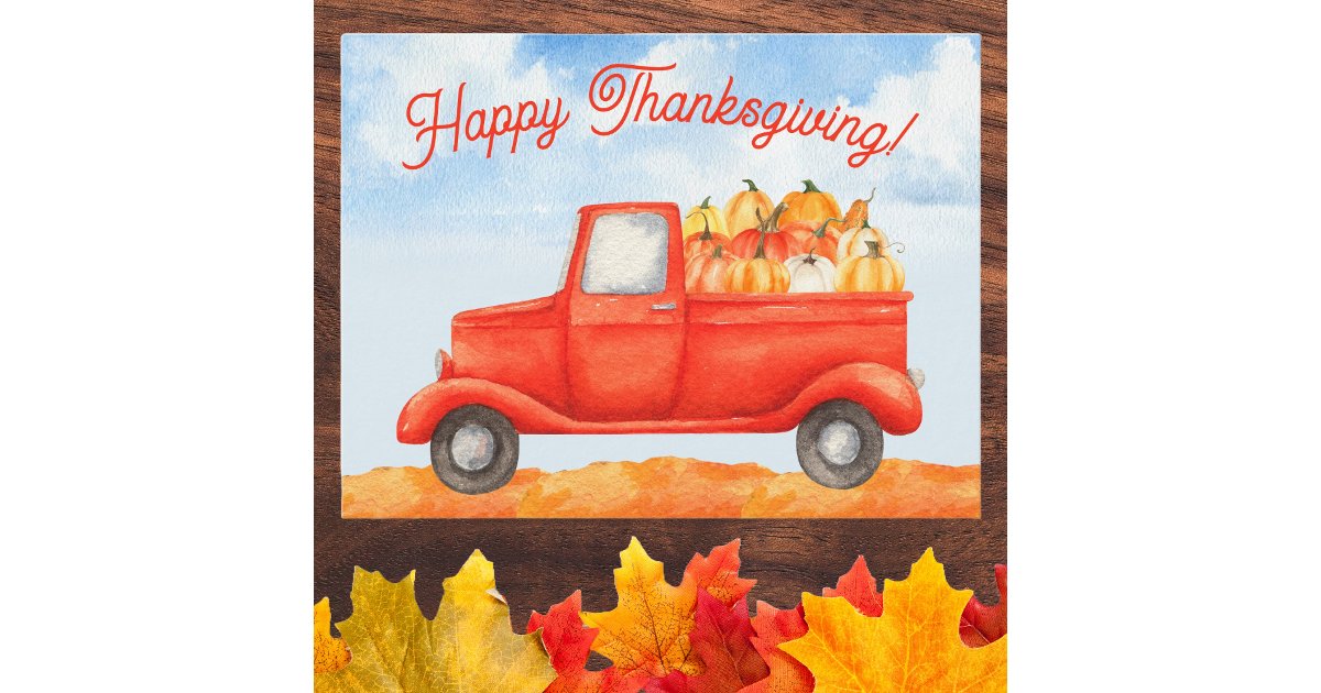 Fall Autumn Harvest Truck Happy Thanksgiving Postcard | Zazzle