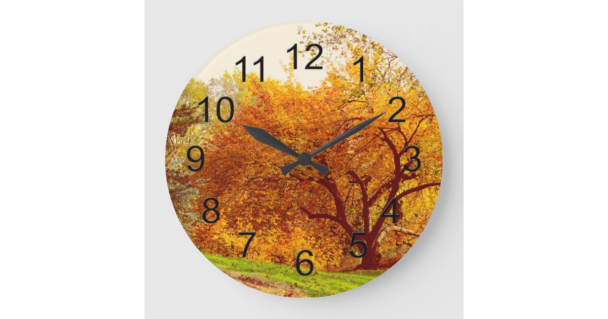 Fall Autumn Landscape Photo of Central Park Large Clock | Zazzle
