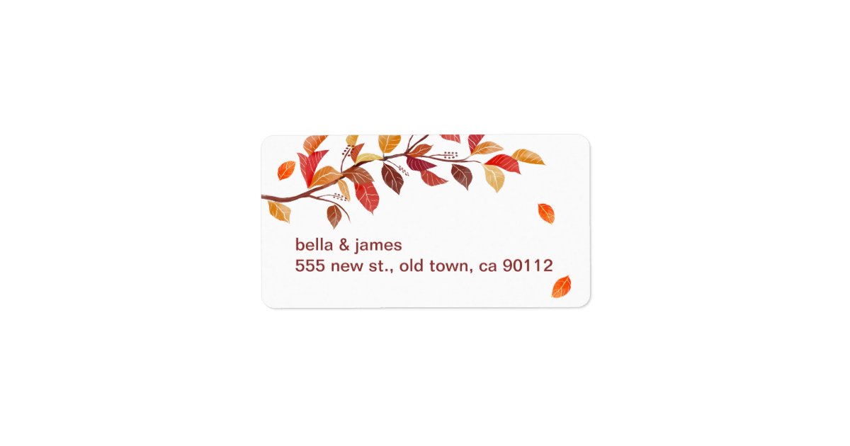 Fall Autumn Leafs Wedding Address Labels | Zazzle