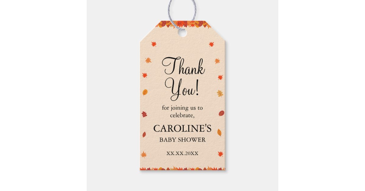 Fall Autumn Leaves Baby Shower Favor Gift Tag | Zazzle