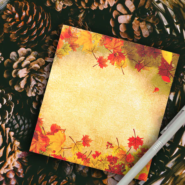 Fall Autumn Leaves on Old Paper Background Notepad | Zazzle