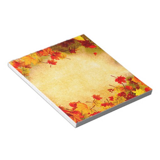 Fall Autumn Leaves on Old Paper Background Notepad | Zazzle