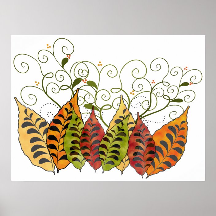 Fall Autumn Leaves Poster | Zazzle.com