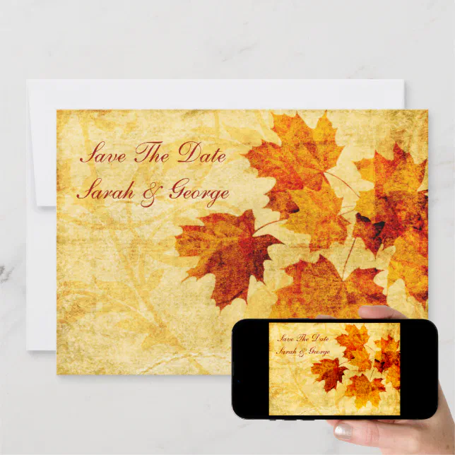 fall autumn leaves save the date announcement | Zazzle