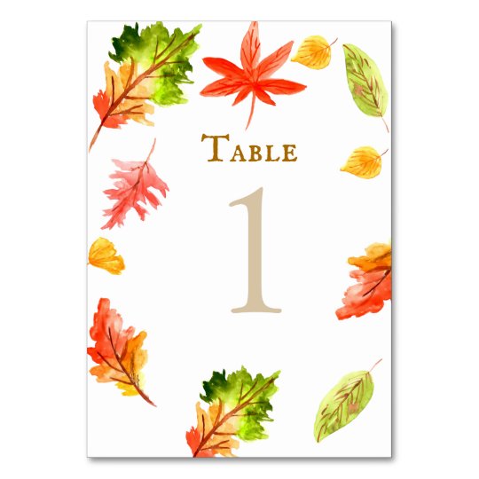 Fall autumn leaves wedding table number card | Zazzle.com