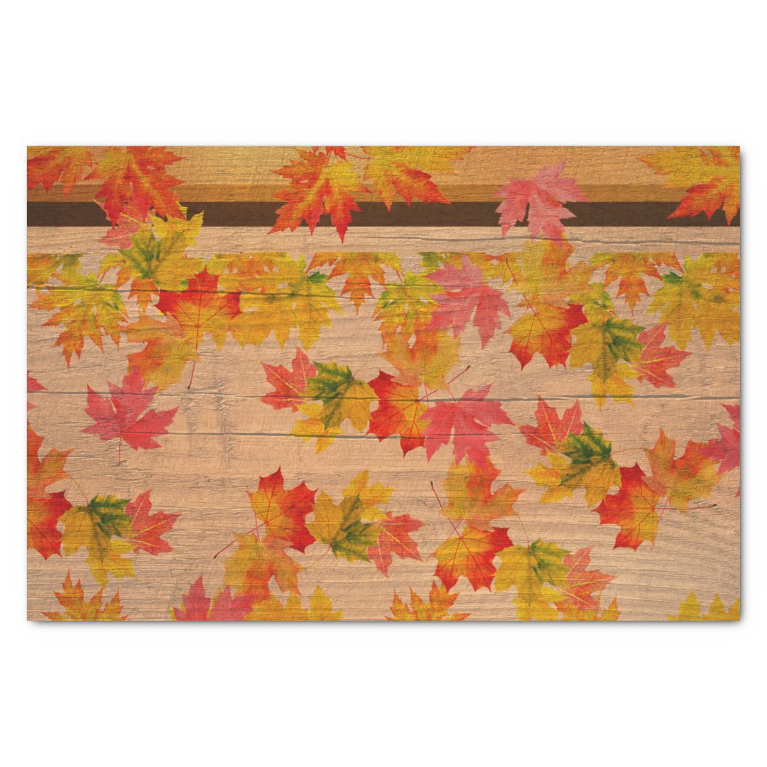 Fall Autumn Maple Leaves On Barn Wood Tissue Paper | Zazzle