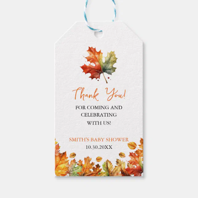 Fall Autumn Maple Leaves Thank You Favor Gift Tags | Zazzle