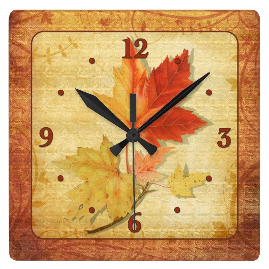 Fall Autumn Maples Leaves Wall Clock | Zazzle.com