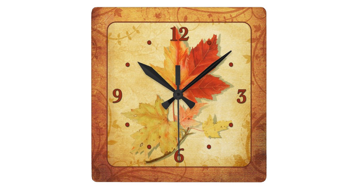 Fall Autumn Maples Leaves Wall Clock | Zazzle.com