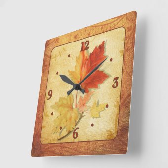 Fall Autumn Maples Leaves Wall Clock | Zazzle