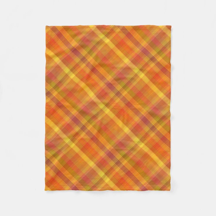 Fall Autumn Orange Plaid Pattern Fleece Blanket | Zazzle