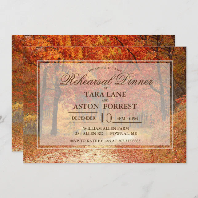 Fall Autumn Rustic Rehearsal Dinner Invitation | Zazzle
