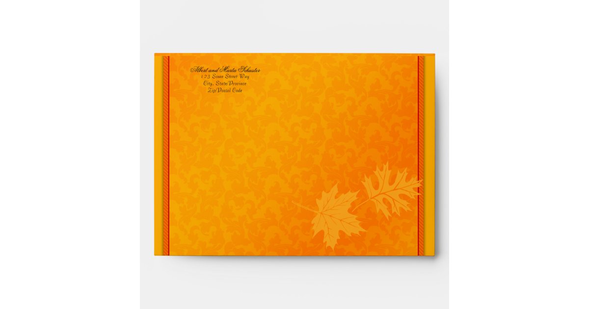 Fall Autumn Thanksgiving A-7 Invitation Envelope | Zazzle