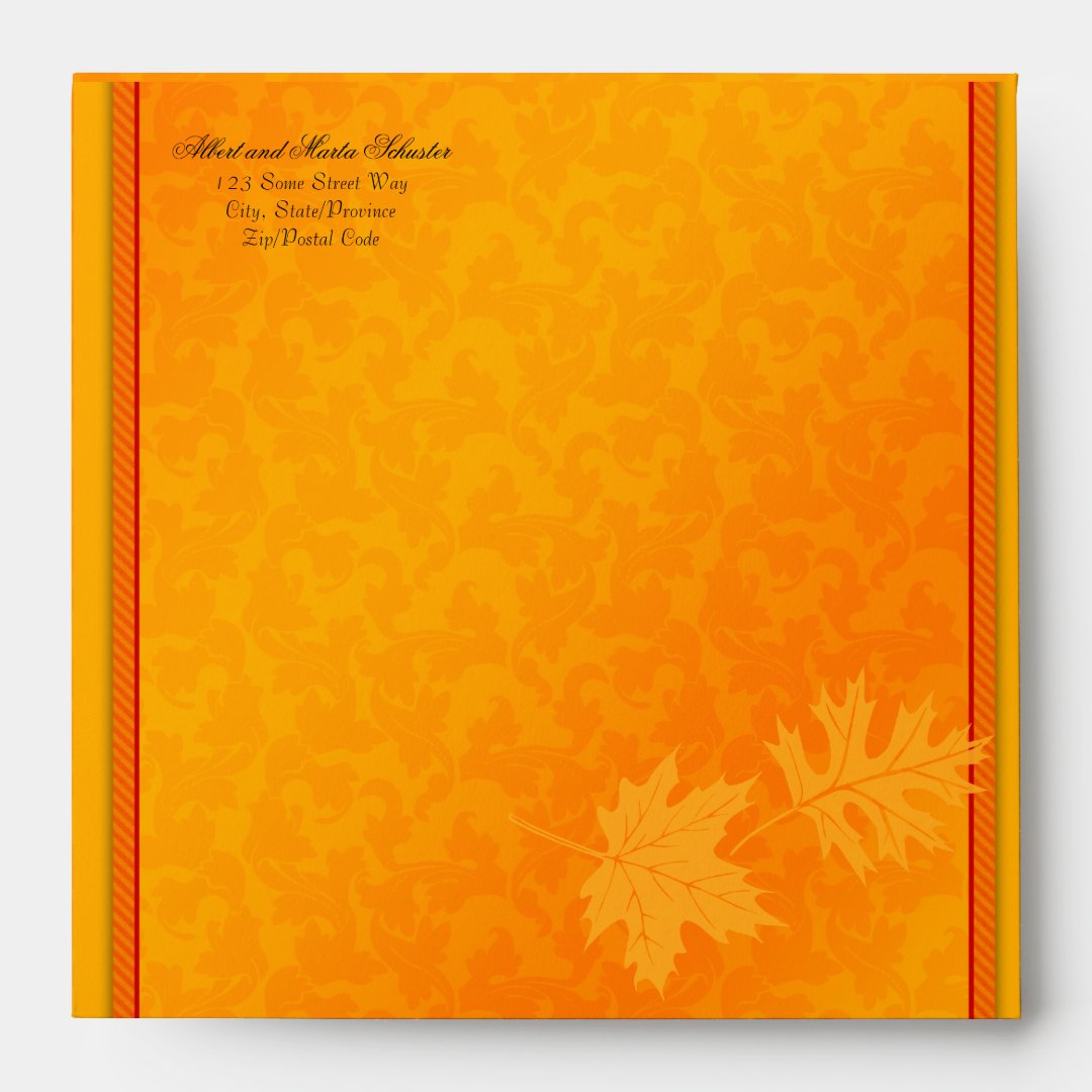 Fall Autumn Thanksgiving Square Envelope | Zazzle