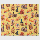 Fall Autumn Thanksgiving Turkey Animals Pie Wrapping Paper | Zazzle