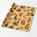 Fall Autumn Thanksgiving Turkey Animals Pie Wrapping Paper | Zazzle