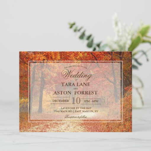 Fall Autumn Tree Rustic Wedding Invitation | Zazzle