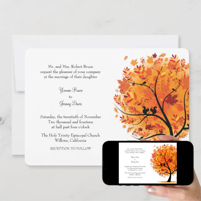 Fall / Autumn Tree Wedding Invitation | Zazzle