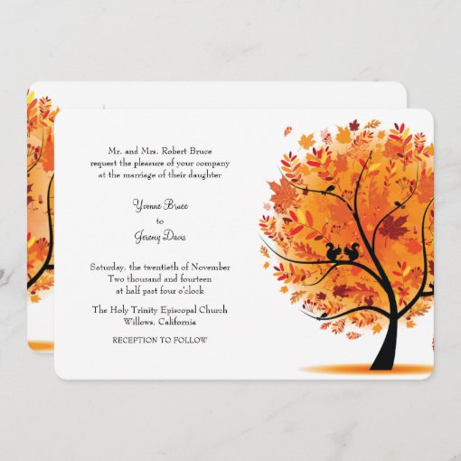 Fall / Autumn Tree Wedding Invitation | Zazzle