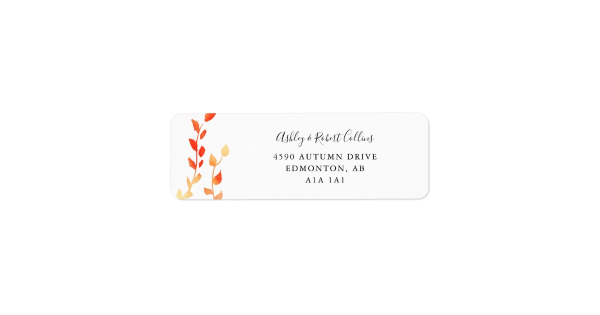 Fall Autumn Watercolor Leaves Foliage Wedding Chic Label | Zazzle