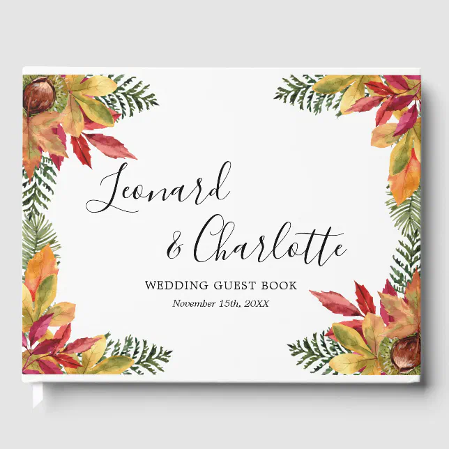 Fall Autumn Wedding Guests Book keepsake | Zazzle