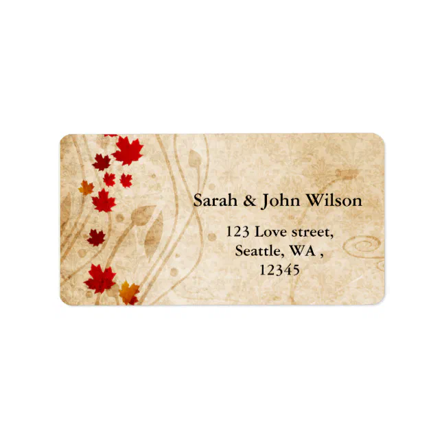 fall autumn wedding leaves return address label | Zazzle