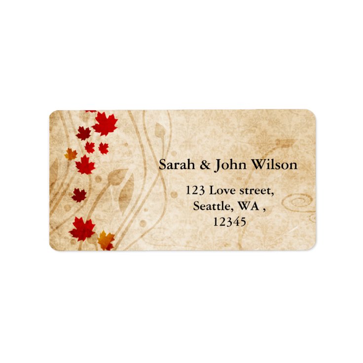fall autumn wedding leaves return address label | Zazzle