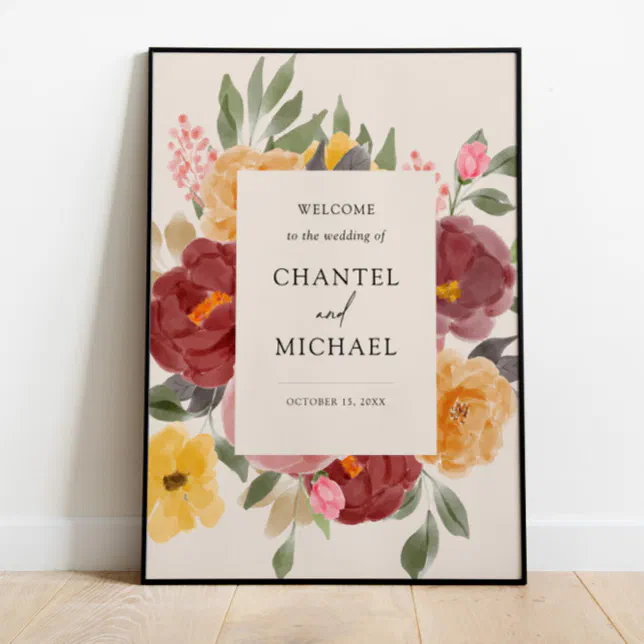 Fall Autumn Wedding | Welcome Sign Poster | Zazzle