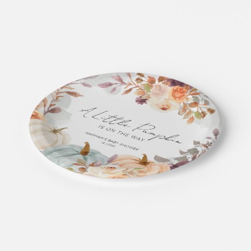 Fall Baby Shower A Little Pumpkin Paper Plates | Zazzle
