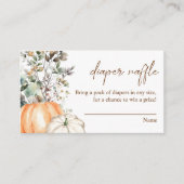 Fall Baby Shower Autumn Pumpkin Diaper Raffle Enclosure Card | Zazzle
