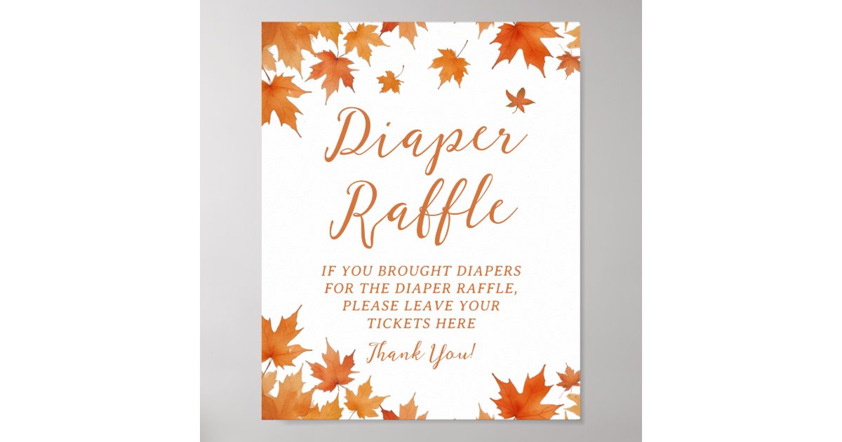 Fall Baby Shower Diaper Raffle Poster | Zazzle