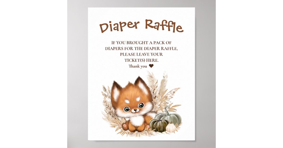 Fall Baby Shower Diaper Raffle Sign | Zazzle