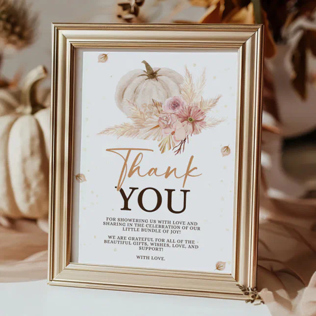 Fall Baby Shower Thank You Sign | Zazzle