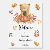 Fall Bear with Pumpkin - Welcome baby shower Foam Board | Zazzle