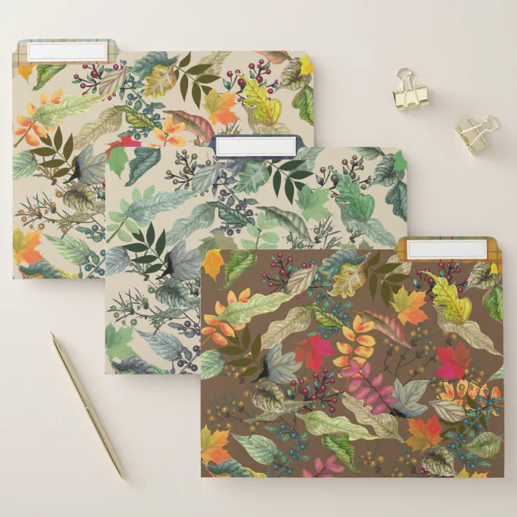 Fall Beauty | Foliage and Plaid File Folder | Zazzle