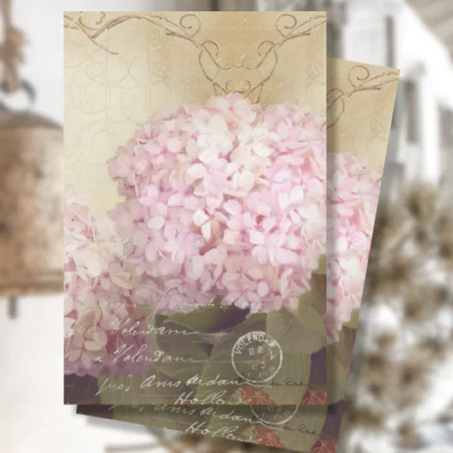 Fall Bird Floral Pink Hydrangea Ephemera Decoupage Tissue Paper | Zazzle