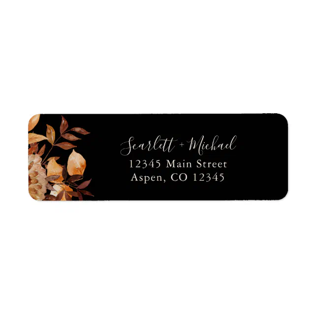 Fall Black Return Address Label | Zazzle