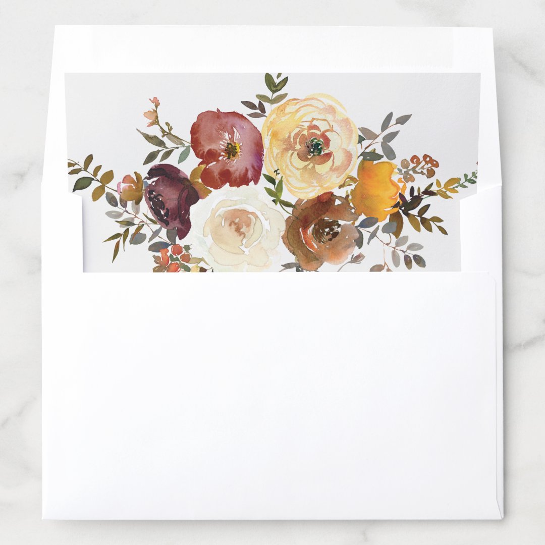 Fall Blooms Envelope Liner Wedding Invitation A200 | Zazzle