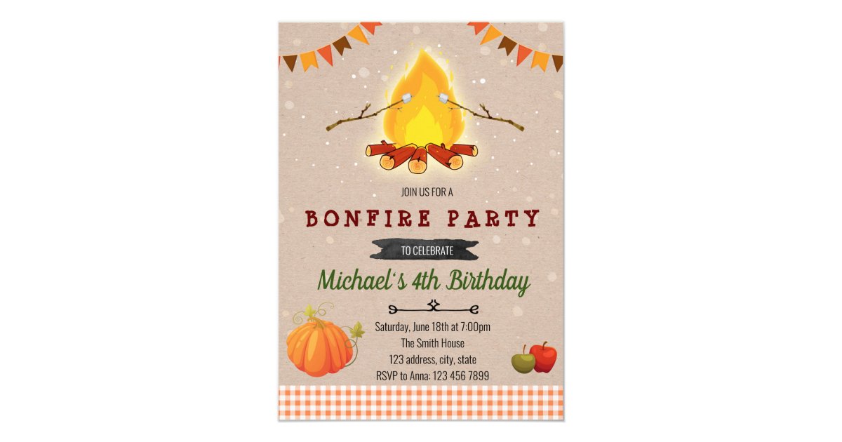 Fall bonfire party invitation | Zazzle.com
