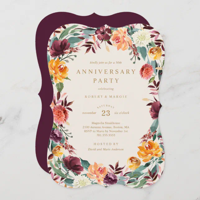 Fall Border Anniversary Party Invitation | Zazzle