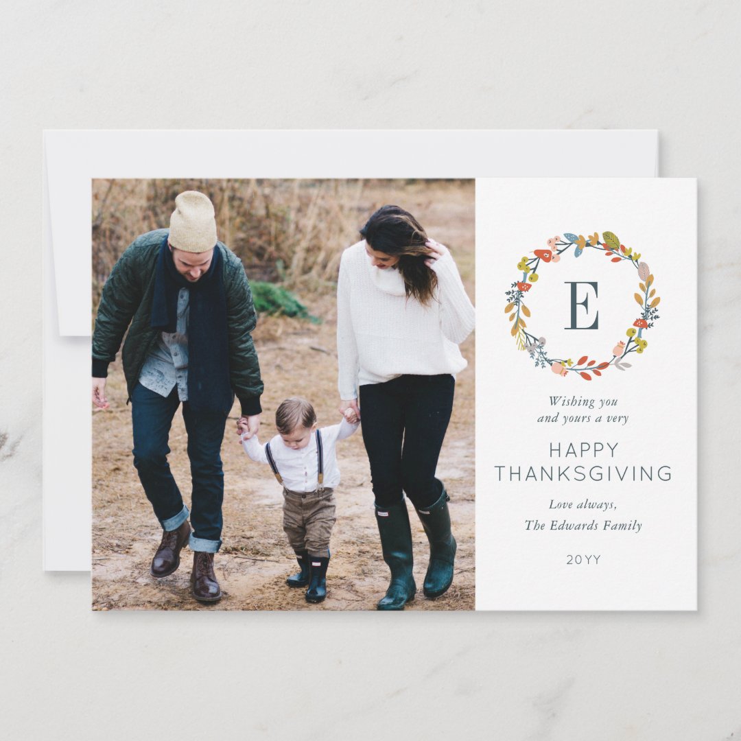 Fall Botanical Thanksgiving Photo Card | Zazzle