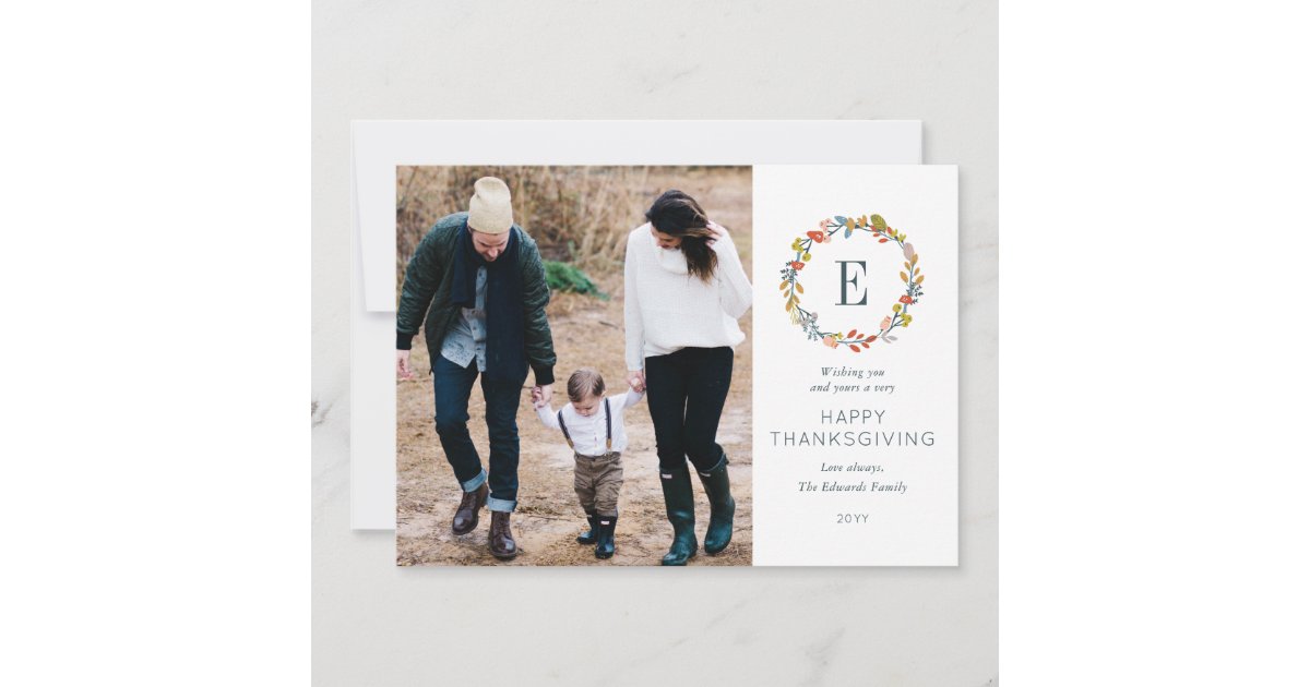 Fall Botanical Thanksgiving Photo Card | Zazzle