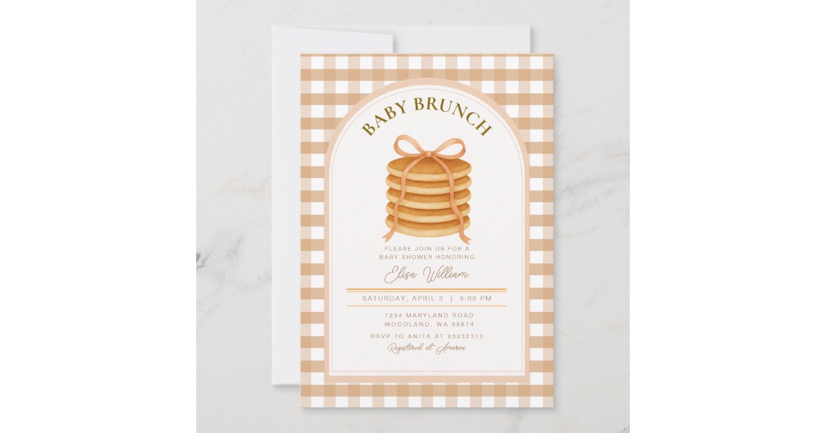 Fall Bow Pancake Baby Shower Brunch Invitation | Zazzle