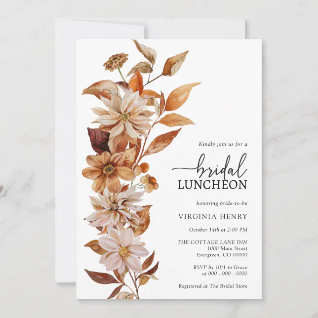 Fall Bridal Luncheon Invitation | Zazzle